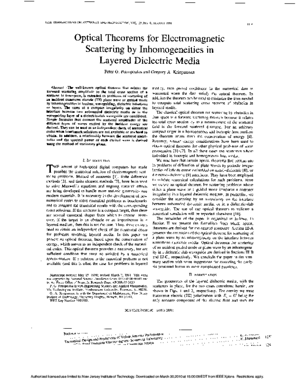 (PDF) Optical Theorems for Electromagnetic Scattering by ...