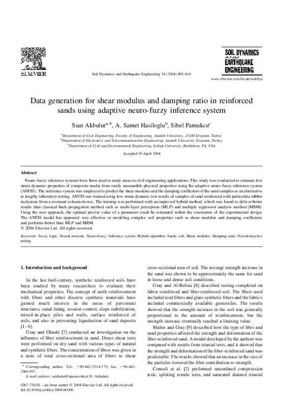 Pdf Data Generation For Shear Modulus And Damping Ratio In Reinforced Sands Using Adaptive
