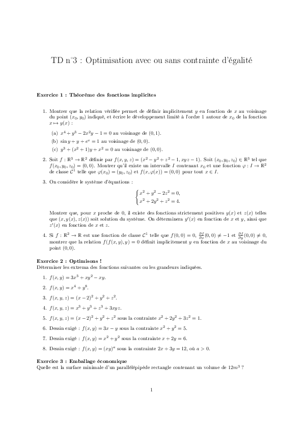 cours optimisation sans contrainte