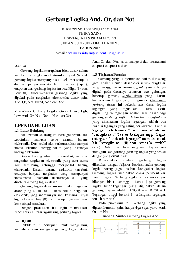 Gerbang Logika And, Or, dan Not