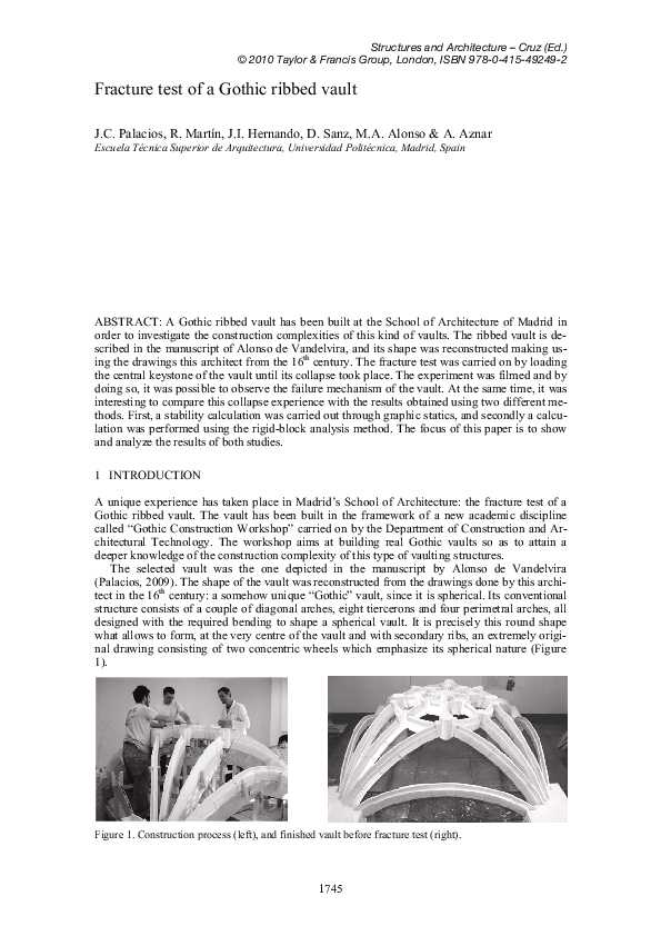 (PDF) Fracture test of a Gothic ribbed vault