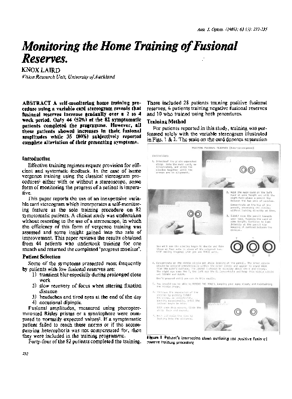 (PDF) Monitoring the Home Training of Fusional Reserves
