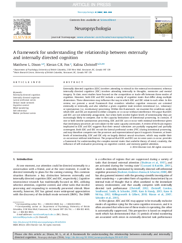 Pdf A Framework For Understanding The Relationship Between Externally