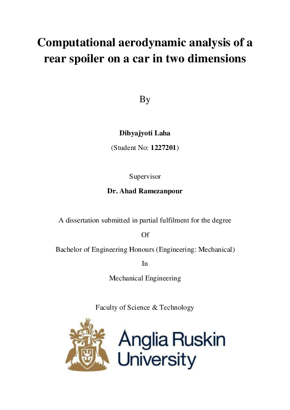 (PDF) Computational aerodynamic analysis of a rear spoiler on a car in two dimensions