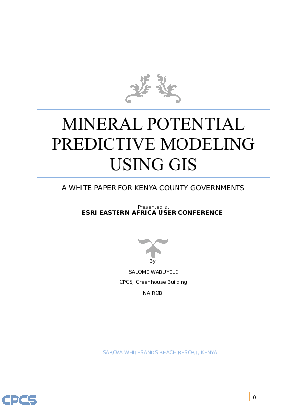 (DOC) MINERAL POTENTIAL PREDICTIVE MODELING USING GIS