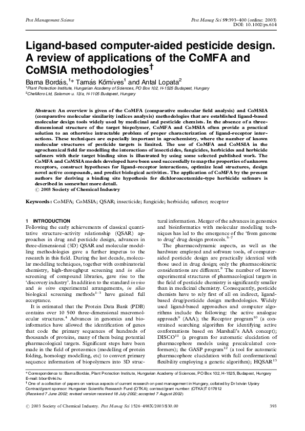 (PDF) Ligand-based computer-aided pesticide design. A review of ...