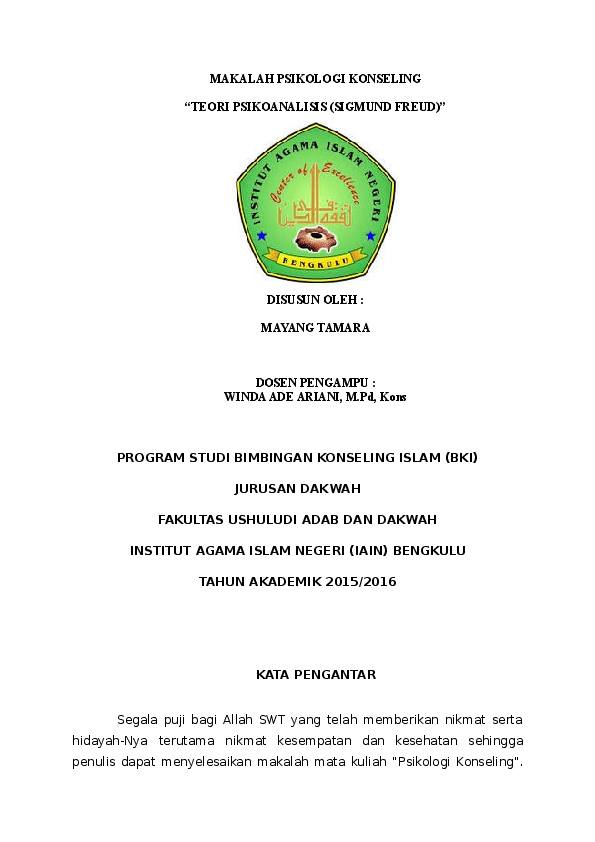 (DOC) Teori Psikoanalisis Sigmund Freud