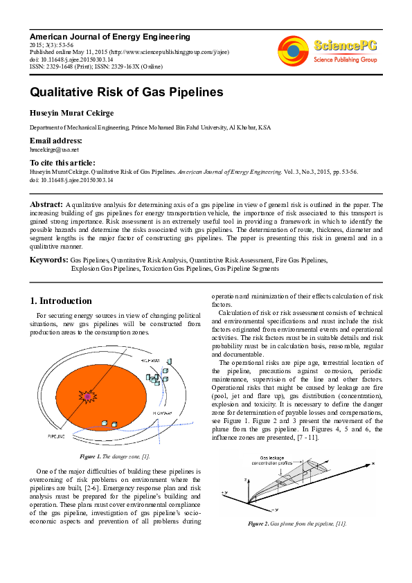 (PDF) Qualitative Risk of Gas Pipelines