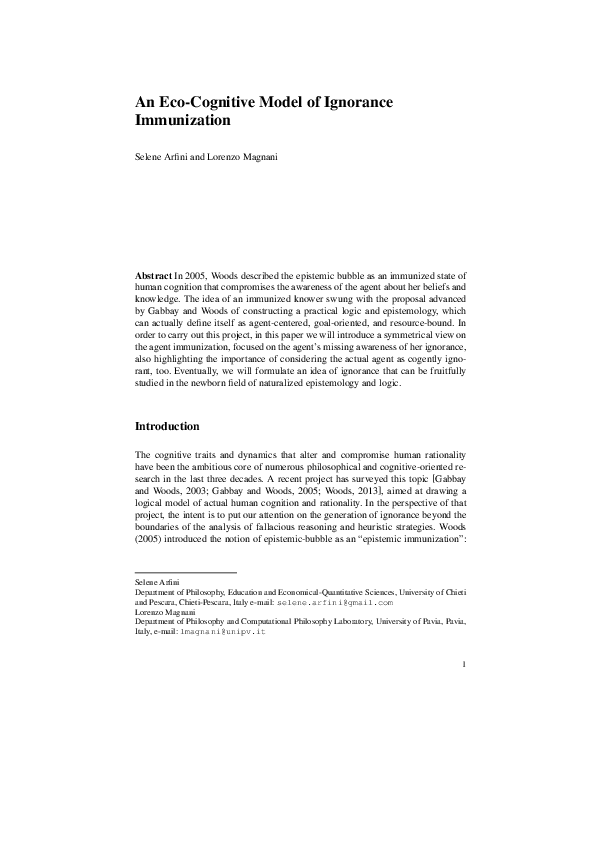 (PDF) An Eco-Cognitive Model of Ignorance Immunization