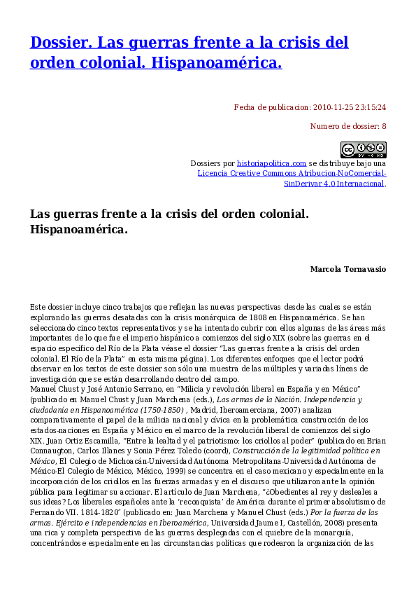 Dossier núm. 8: Las guerras frente a la crisis del orden colonial ...