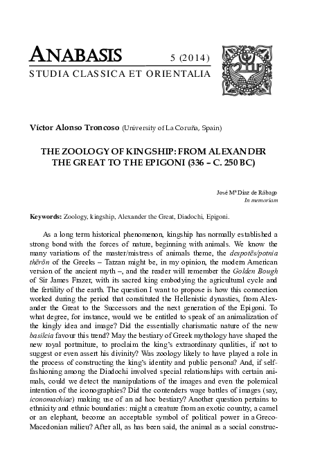 (PDF) THE ZOOLOGY OF KINGSHIP: FROM ALEXANDER THE GREAT TO THE EPIGONI ...