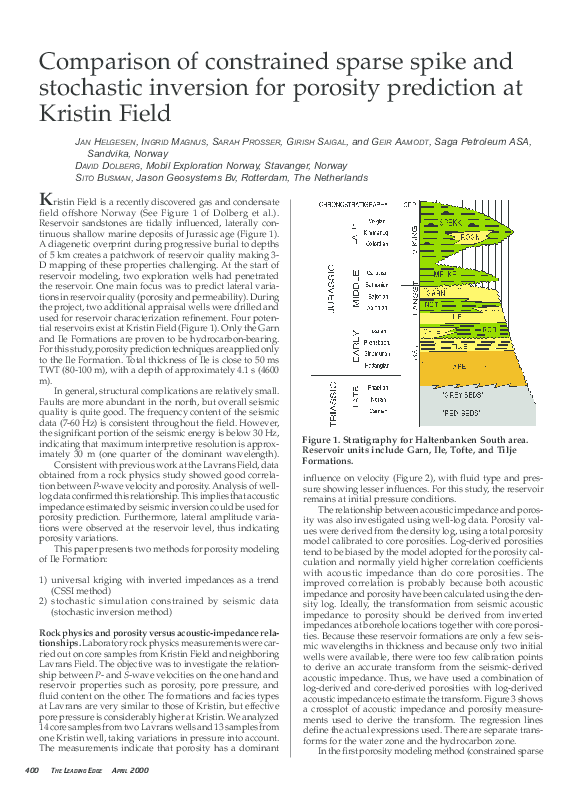 Pdf Comparison Of Constrained Sparse Spike And Stochastic Inversion