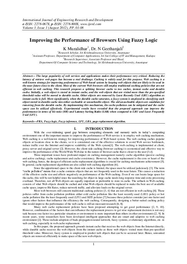 (PDF) Improving the Performance of Browsers Using Fuzzy Logic