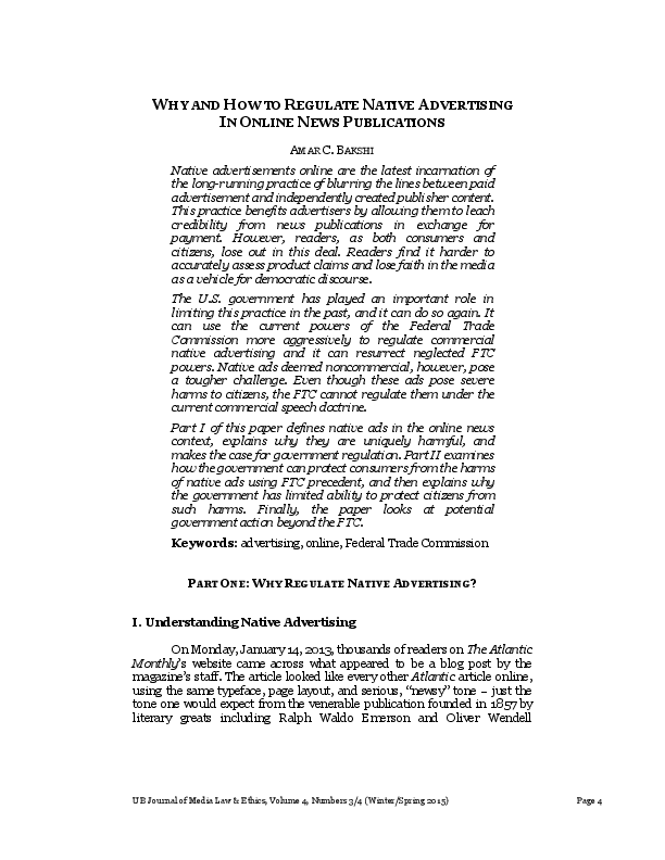 (PDF) Why and How to Regulate Native Advertising in Online News ...