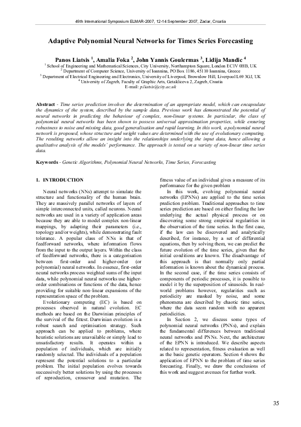 Pdf Adaptive Polynomial Neural Networks For Times Series Forecasting