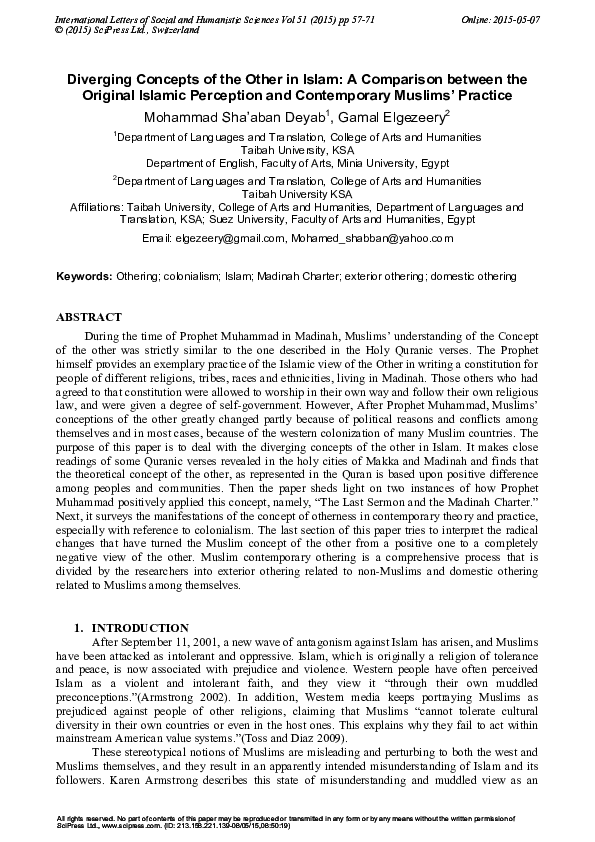 (PDF) Diverging Concepts of the Other in Islam: A Comparison between ...