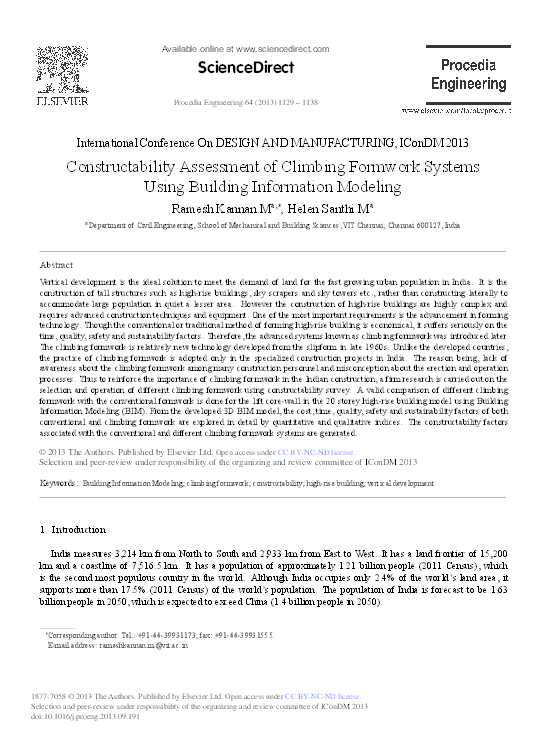 Pdf Constructability Assessment Of Climbing Formwork Systems Using Building Information Modeling