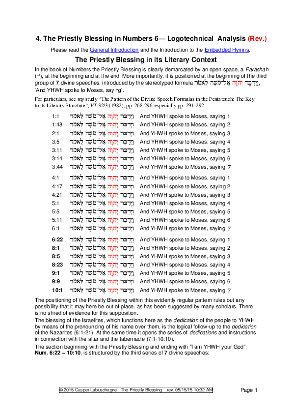 (PDF) The Priestly Blessing in Numbers 6