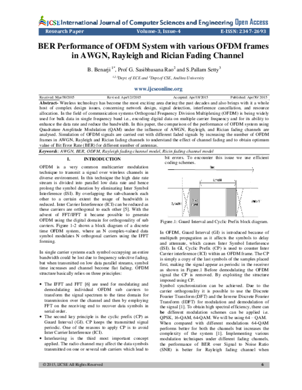 (PDF) BER Performance of OFDM System with various OFDM frames in AWGN ... (PDF) BER Performance of OFDM System with various OFDM frames in AWGN ...