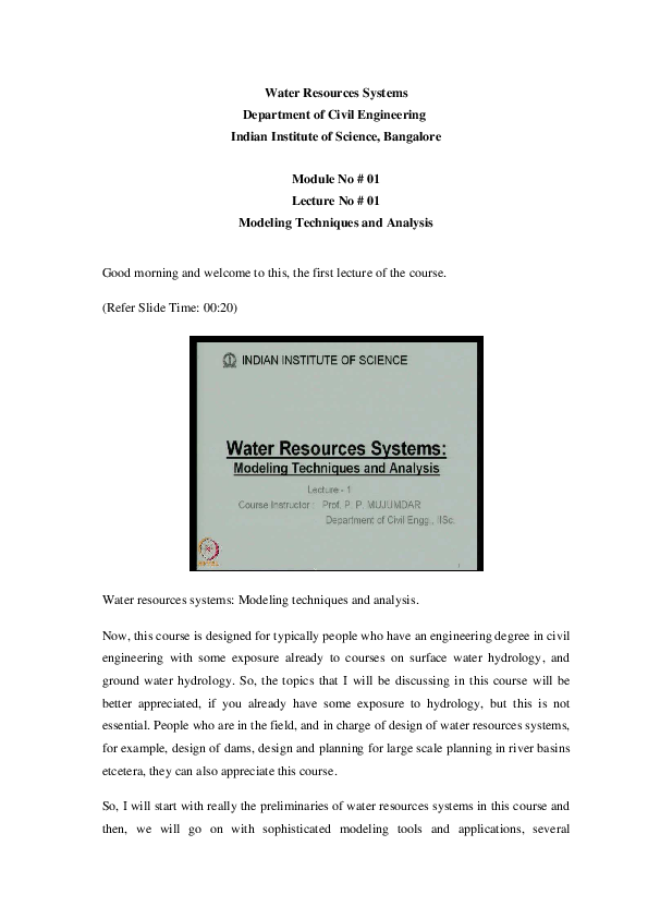 (PDF) Water Resources Systems