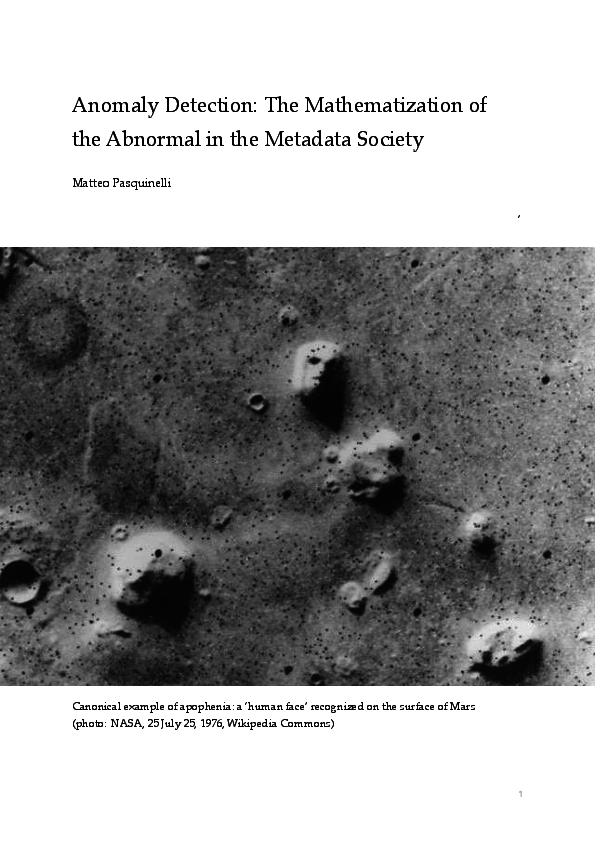 (PDF) Anomaly Detection: The Mathematization of the Abnormal in the ...