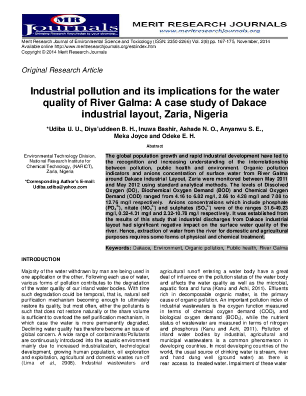 Industrial pollution and its implications for the water quality of ...