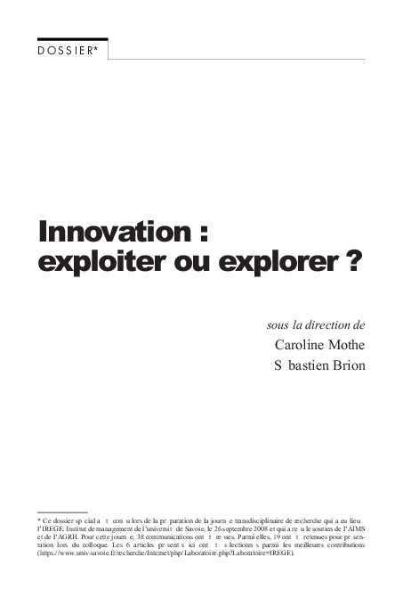 (PDF) Innovation : exploiter ou explorer