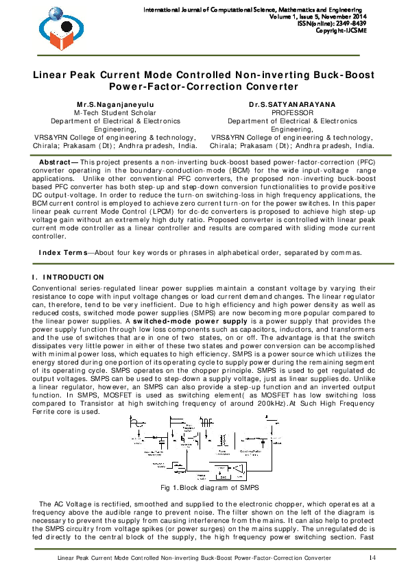 (PDF) Linear Peak Current Mode Controlled Non-inverting Buck-Boost Power-Factor-Correction ...