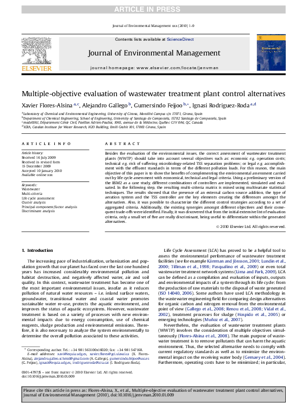 (PDF) Multiple-objective evaluation of wastewater treatment plant ...