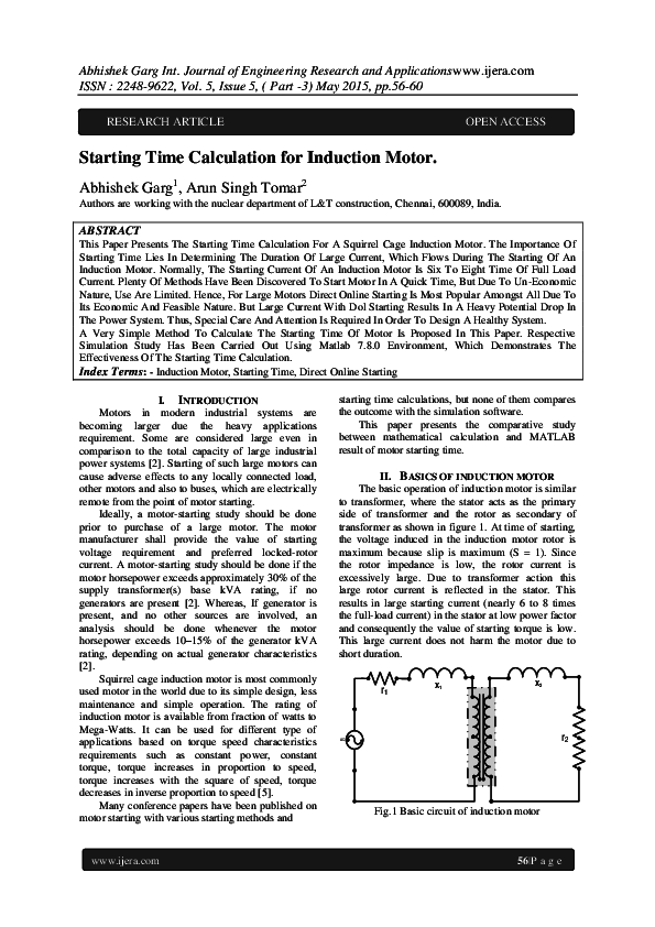 (PDF) Starting Time Calculation for Induction Motor.