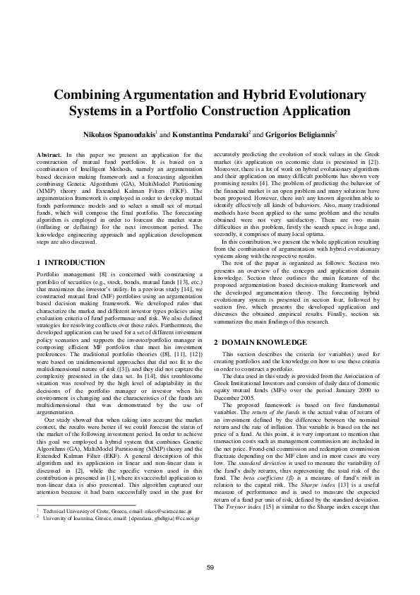 (PDF) Combining Argumentation and Hybrid Evolutionary Systems in a Portfolio Construction ...