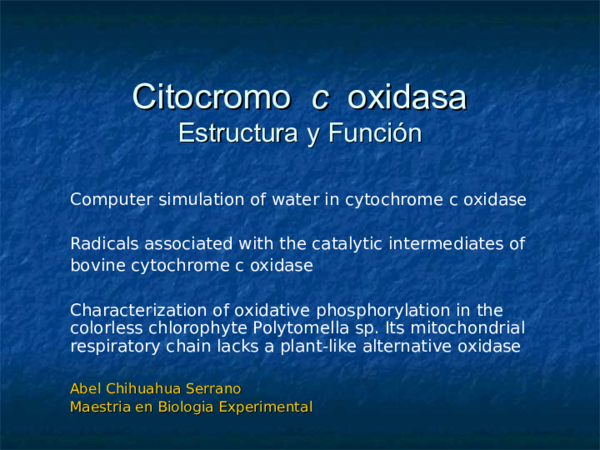 (PPT) Citocromo c oxidasa
