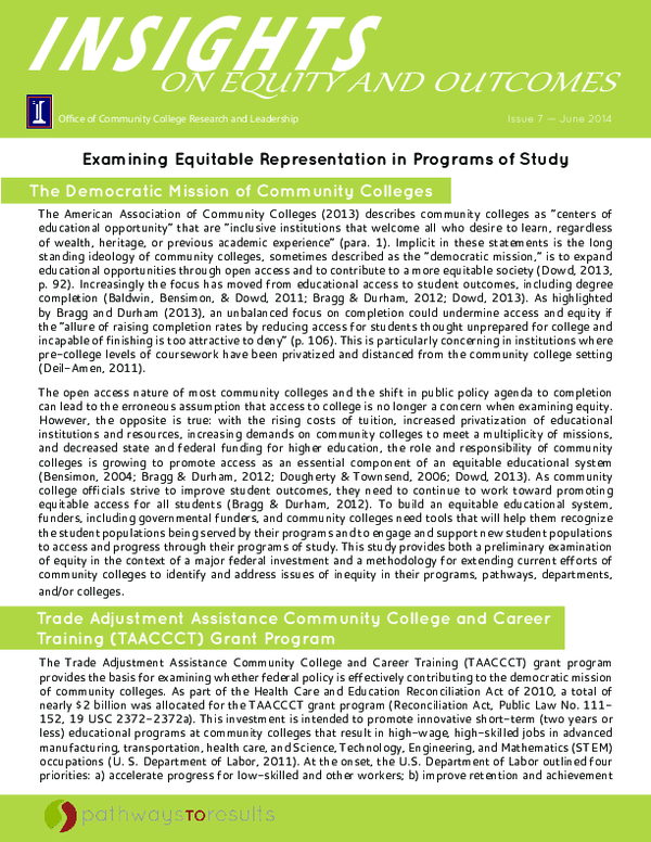 (PDF) Examining equitable representation in programs of study.