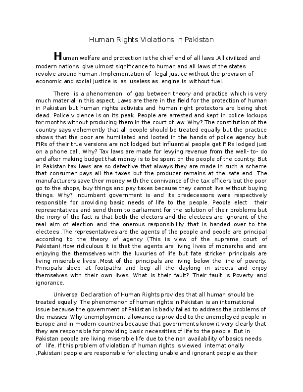 (DOC) Human Rights Violations In Pakistan