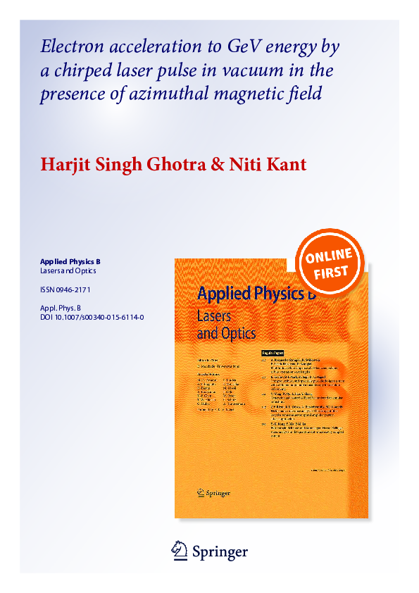 (PDF) Applied Physics B Lasers and Optics