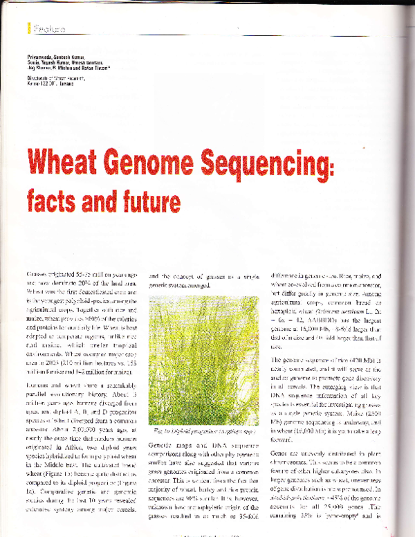 (PDF) Wheat genome sequencing: Facts and future