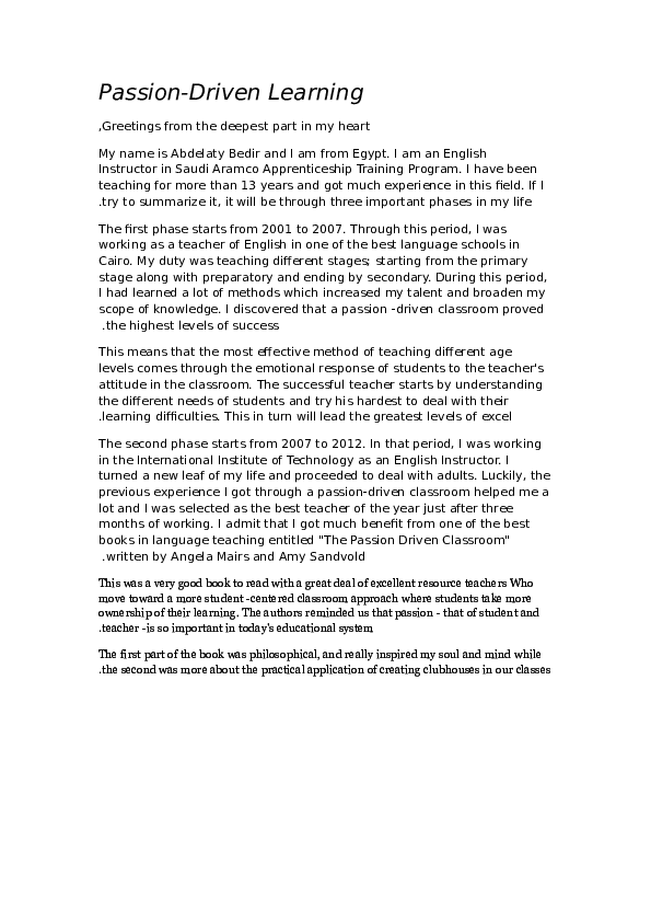 (DOC) A Passion Driven Classroom