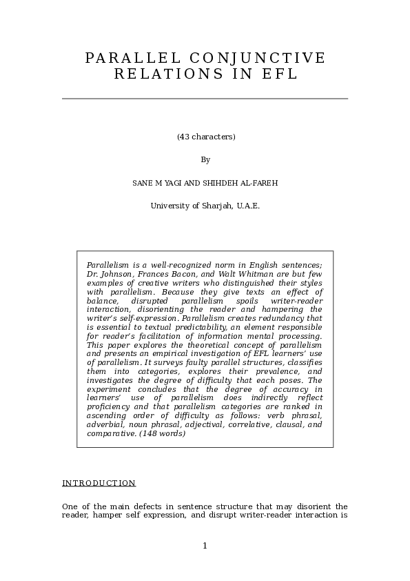 (DOC) PARALLEL CONJUNCTIVE RELATIONS IN EFL