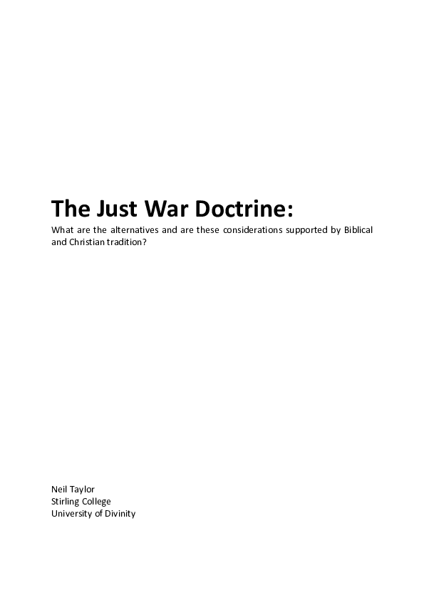 (PDF) The Just War Doctrine: What are the alternatives and are these ...