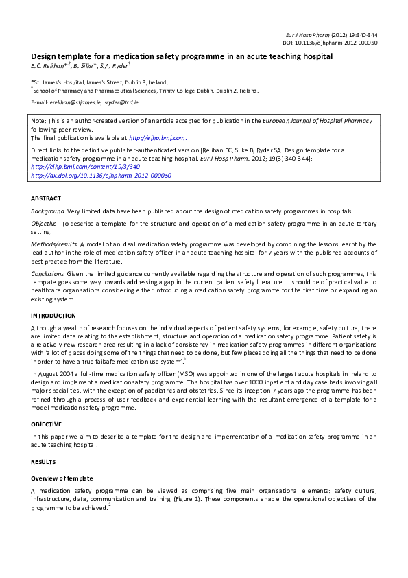 (PDF) Design template for a medication safety programme in an acute ...