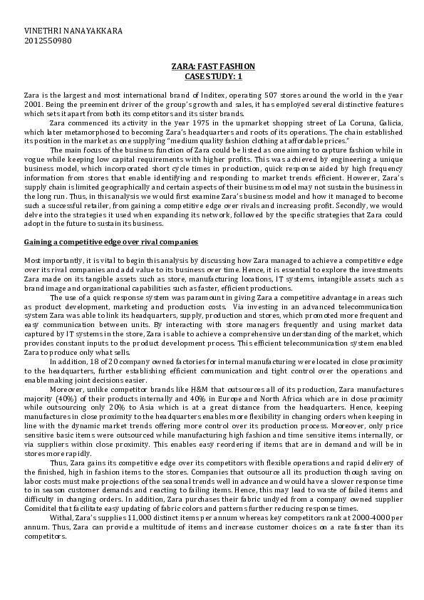 (PDF) Zara Case Study