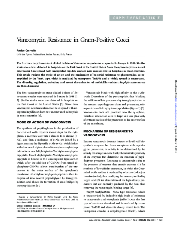 (PDF) Vancomycin Resistance in Gram-Positive Cocci