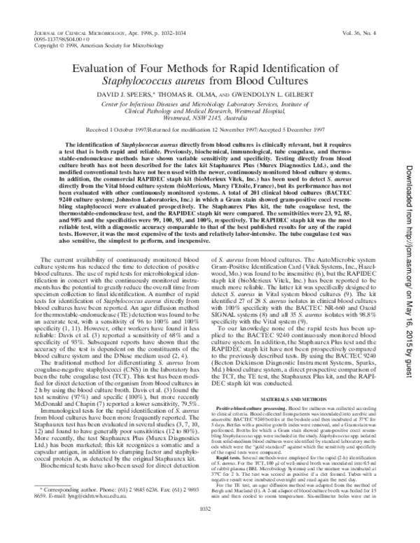(PDF) Evaluation of Four Methods for Rapid Identification of ...