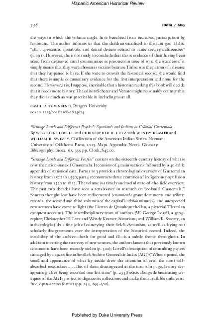 (PDF) Review: W. George Lovell et al., "Strange Lands and Different ...