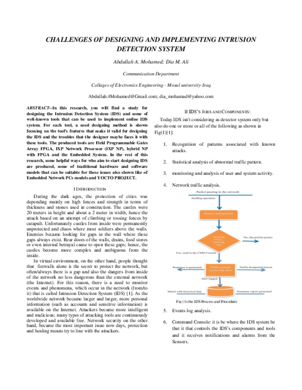 Pdf Challenges Of Designing And Implementing Intrusion Detection System