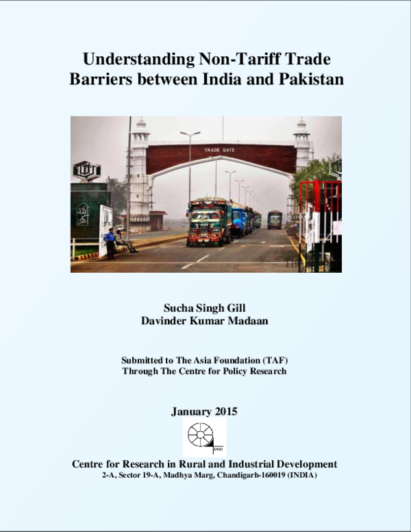 (PDF) Understanding Non-Tariff Barriers between India and Pakistan