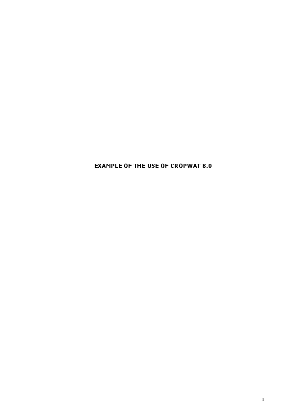 (PDF) EXAMPLE OF THE USE OF CROPWAT 8.0