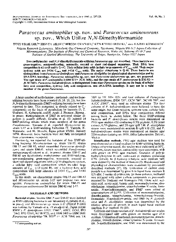 (PDF) Paracoccus aminophilus sp. nov. and Paracoccus aminovorans sp ...