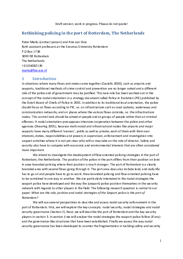 (PDF) Nodal Security in the Ports of Rotterdam and Antwerp