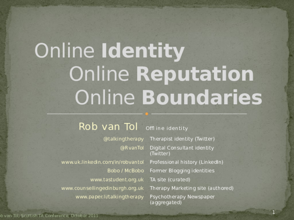 (PPT) Online Identity, Reputation and Boundaries
